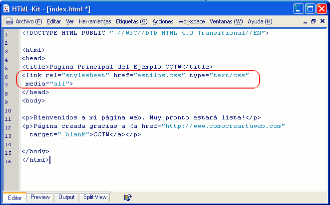 Relaccionar la Hoja de Estilos CSS con la página web